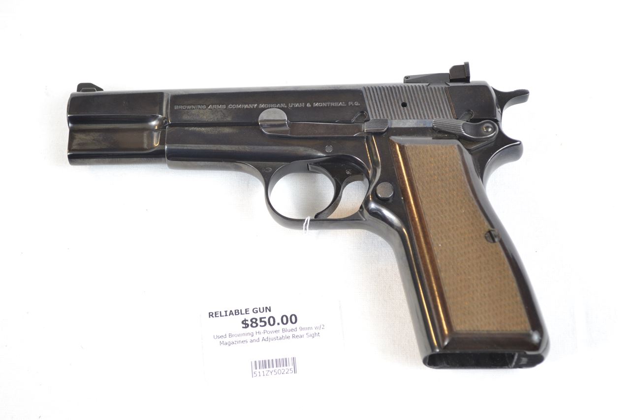 Used Browning Hi-Power Blued 9mm w/2 Magazines and Adjustable Rear ...