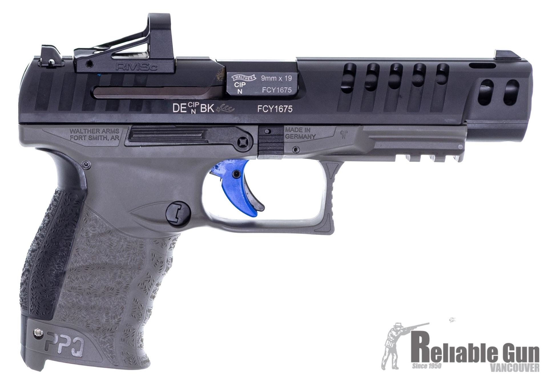 Used Walther PPQ Q5 Match Combo Semi-Auto Pistol - 9mm, 5" Barrel, Tungsten Gray Frame, 3x10 Rds ...