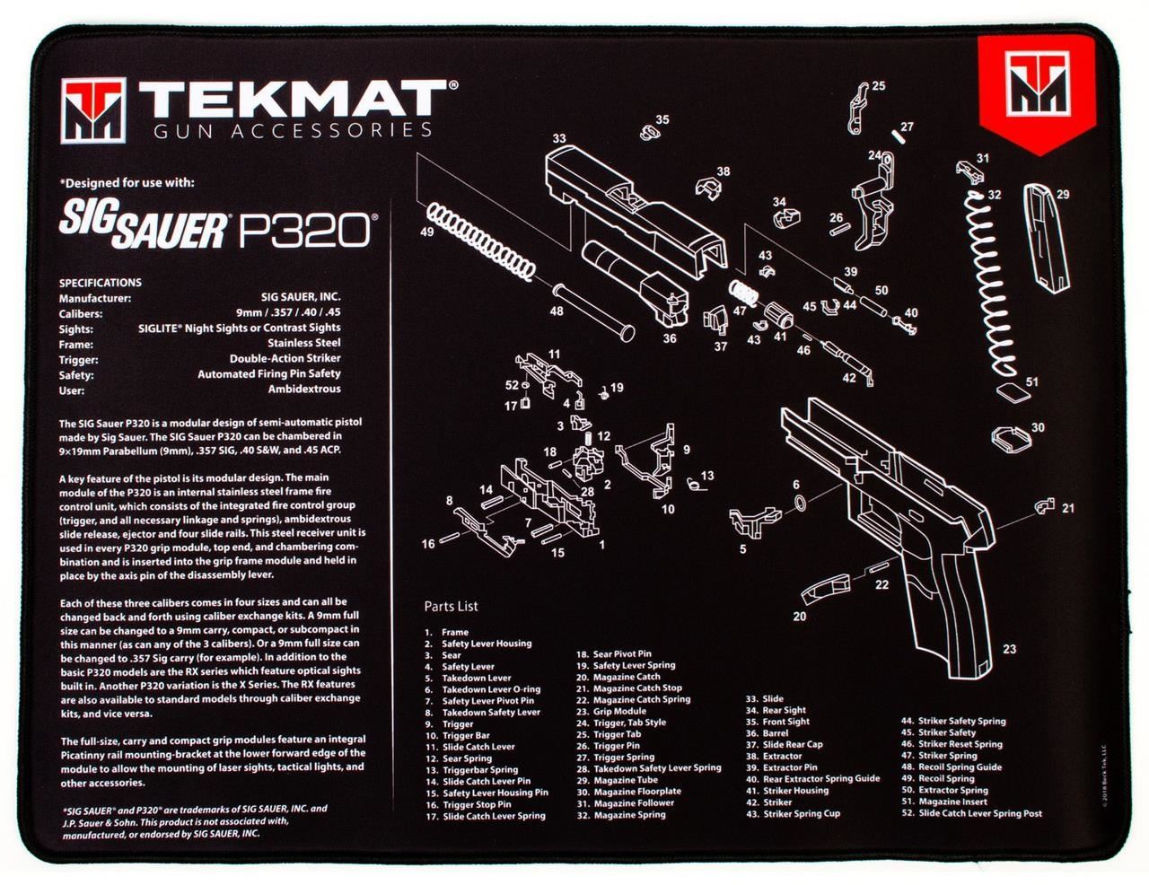 Tekmat Ultra 20, Sig Sauer P320 Gunsmith's Bench Mat - Extra Thick ...