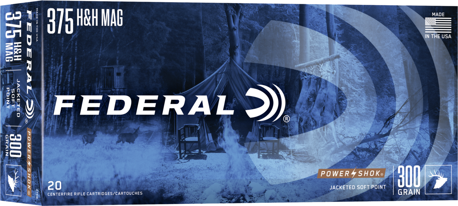 Federal Power-Shok Rifle Ammunition - 375 H&H Mag, 300Gr, SP, 20rds Box ...