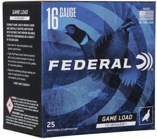 Federal Game Load Hi-Brass Load Shotgun Ammo - 16Ga, 2-3/4", 3-1/4DE, 1 ...