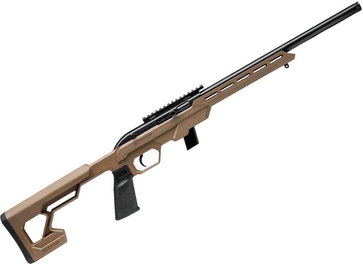 Savage 64 Precision FVNS-SR Semi-Auto Rifle - 22 LR, 16.5" Heavy Bbl Threaded, FDE Synthetic ...