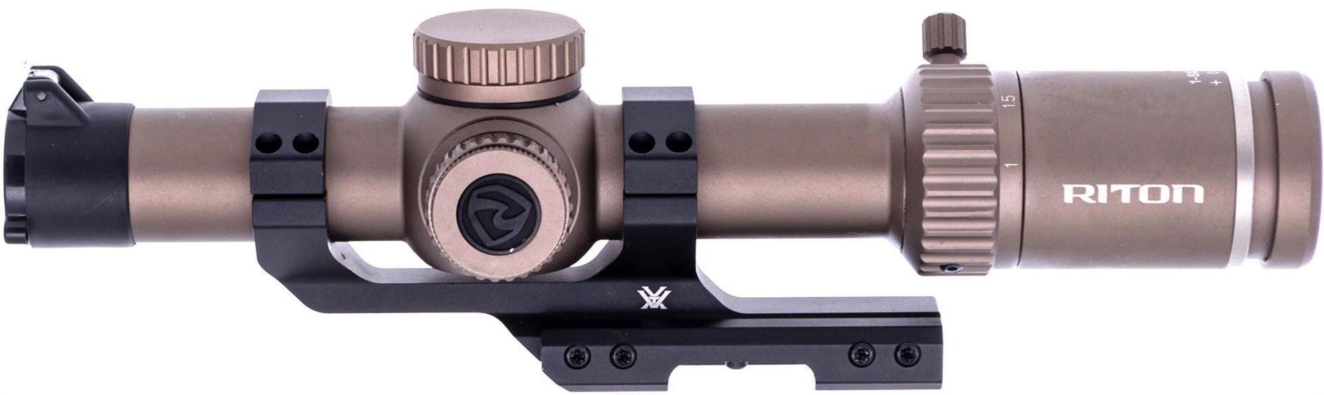 Used Riton X3 Tactix 1-8x24 FDE, OT Reticle, 30mm Tube, Illuminated, w ...